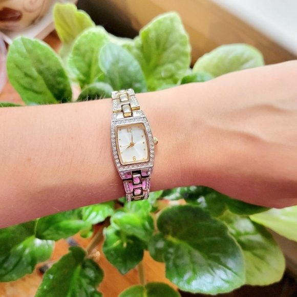 Accessories | Vintage Rhinestone Tonneau Barrel Watch | Poshmark